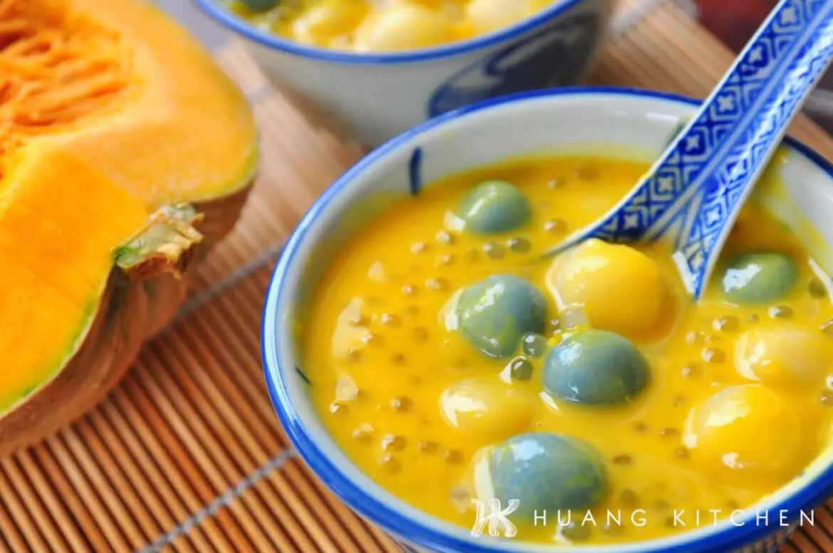 Pumpkin Sago Glutinous Rice Balls 金瓜汤圆西米露 - Huang Kitchen