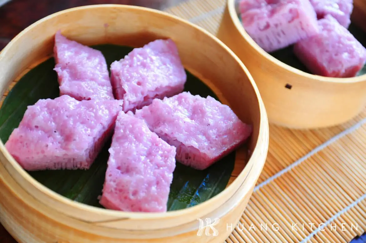 Steamed Purple Rice Cake Recipe 紫薯蒸糖糕食谱 | Huang Kitchen