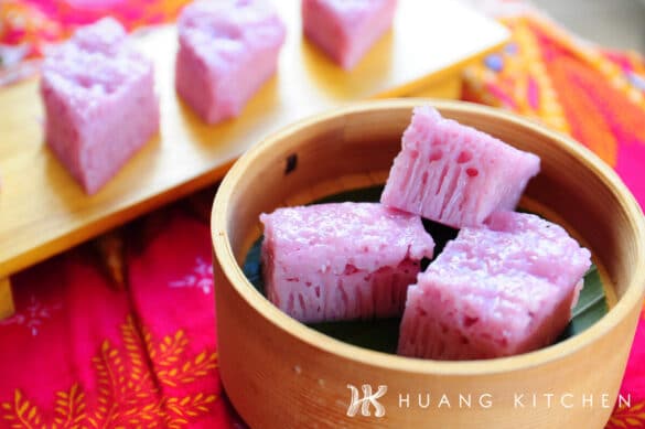 Steamed Purple Rice Cake Recipe 紫薯蒸糖糕食谱 | Huang Kitchen