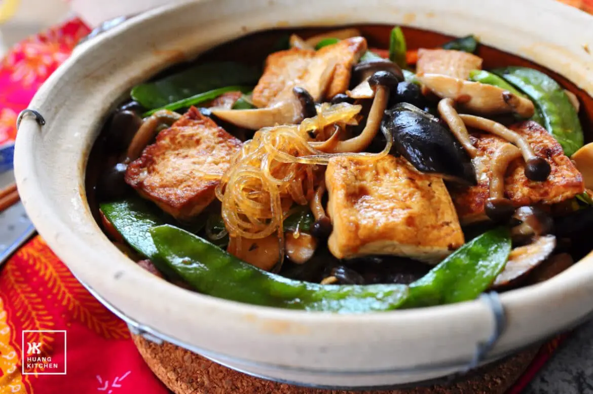 Claypot Tofu With Mushrooms and Glass Noodles Recipe | Huang Kitchen