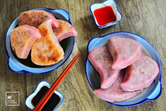 Teochew Peach Shaped Dumpling with Yam Bean Filling 潮州红桃粿 (沙葛馅料 ...