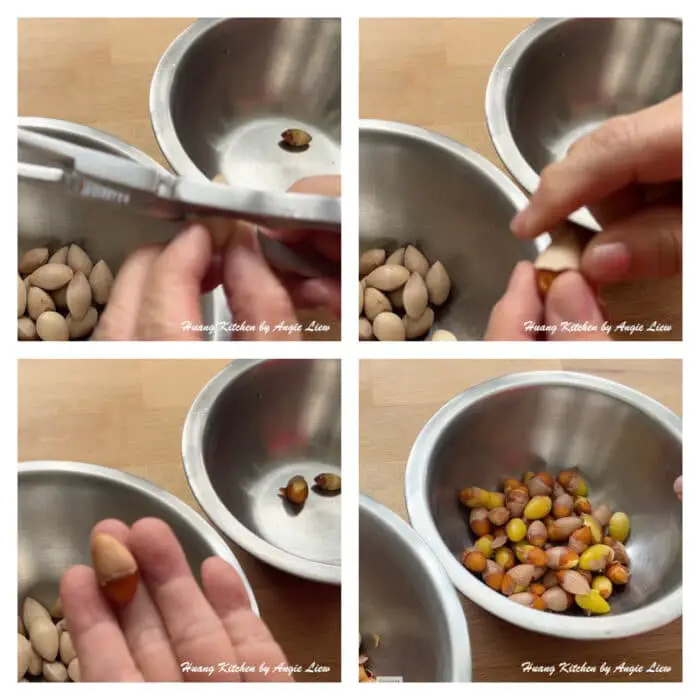 How To Prepare Gingko Nuts - Easy Method 银杏白果去皮去芯 | Huang Kitchen
